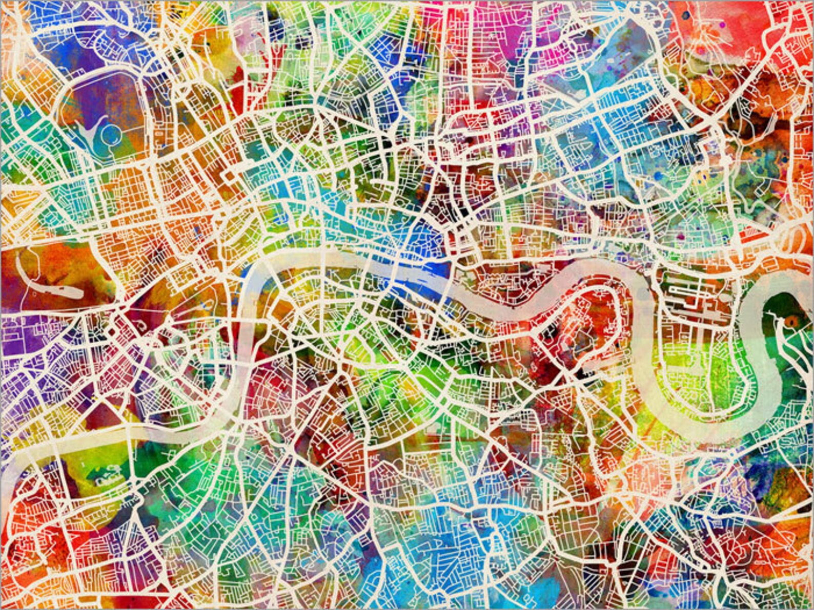 London Map Art Print Street Map of London England 1304 - Etsy