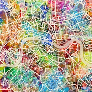 London Map, Art Print, Street Map of London England (1304) - Etsy