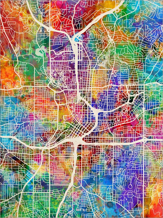 Atlanta Map Atlanta Georgia City Street Map Art Print 1803 | Etsy