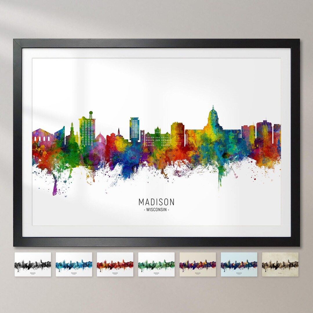 Madison Skyline Wisconsin, Cityscape Painting Art Print Poster CX ...