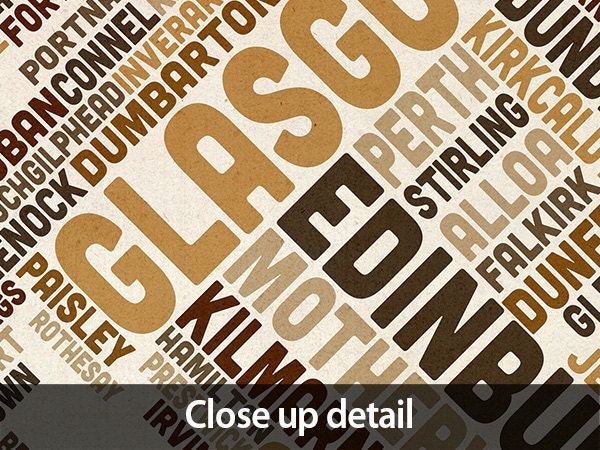 Scotland Typography Text Map Art Print 1488 | Etsy