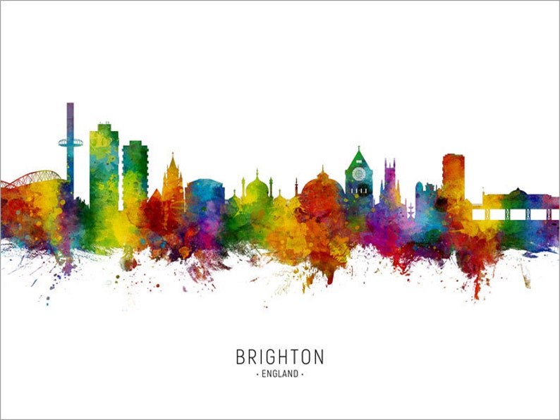 Brighton Skyline England Cityscape Painting Art Print Poster - Etsy