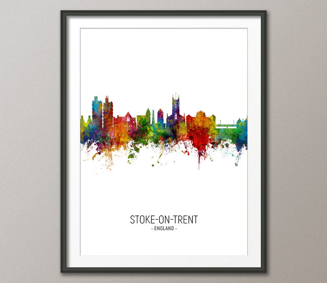 Stoke-on-trent Skyline, England Cityscape Art Print Poster Portrait ...