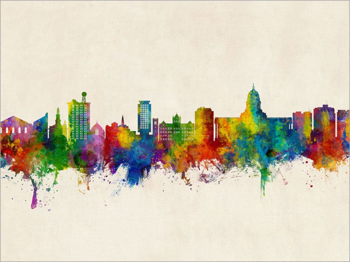 Madison Skyline, Madison Wisconsin Cityscape Art Print (21915) - Etsy