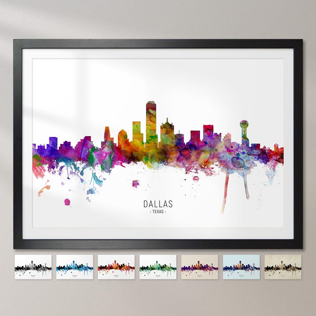 Dallas Skyline Texas, Cityscape Painting Art Print Poster CX (6567) - Etsy