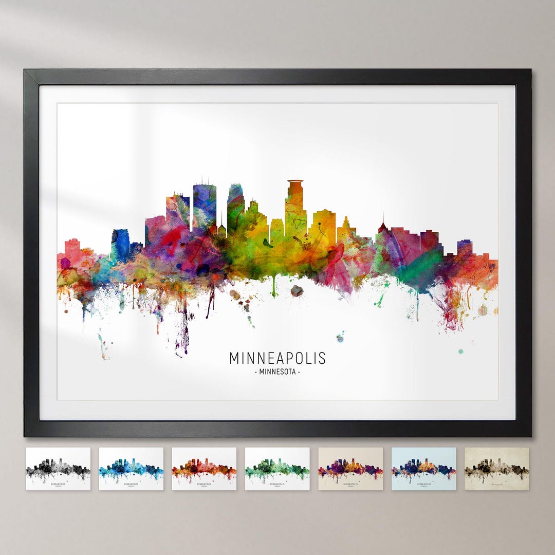 Minneapolis Skyline Minnesota, Cityscape Painting Art Print Poster CX ...