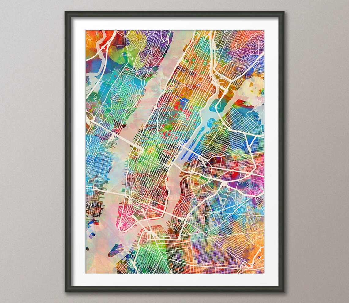 New York City Street Map USA, Map of NYC, Art Print (2349) - Etsy