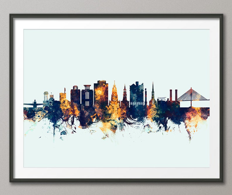 Charleston Skyline Charleston South Carolina Cityscape Art - Etsy