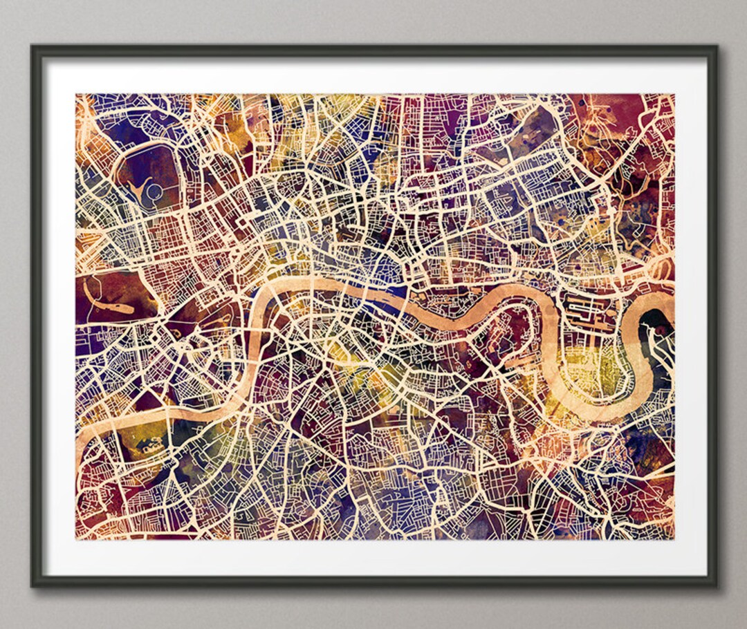 London Map, Street Map of London England, Art Print (1525) - Etsy UK