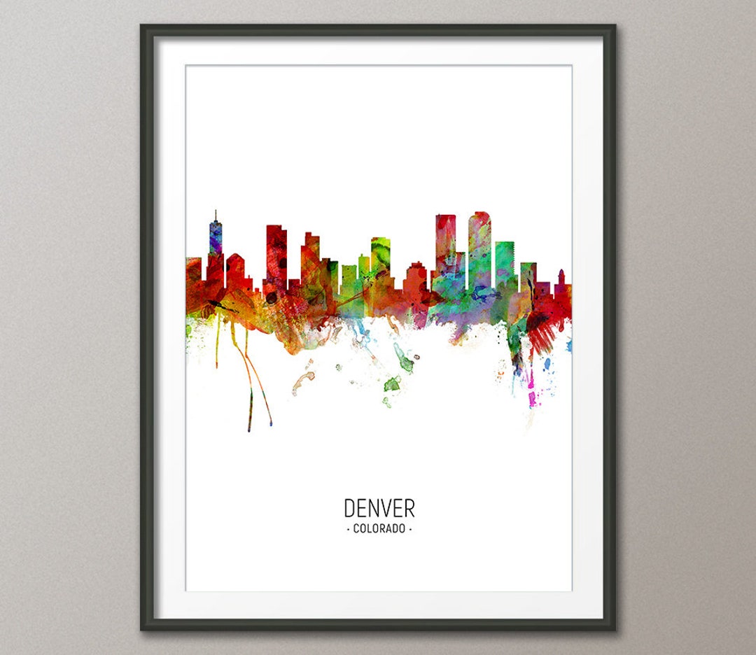Denver Skyline, Denver Colorado Cityscape Art Print Poster Portrait ...