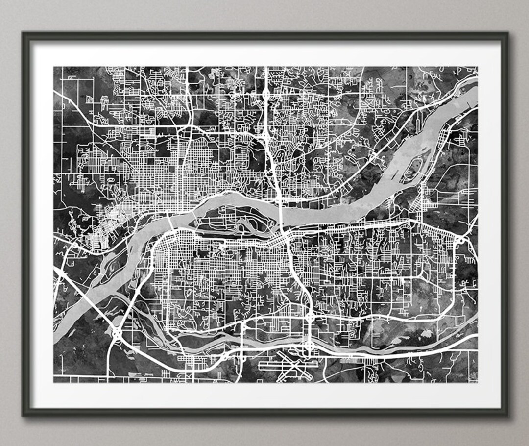 Quad Cities Map, Davenport, Bettendorf, Rock Island, Moline, Art Print ...