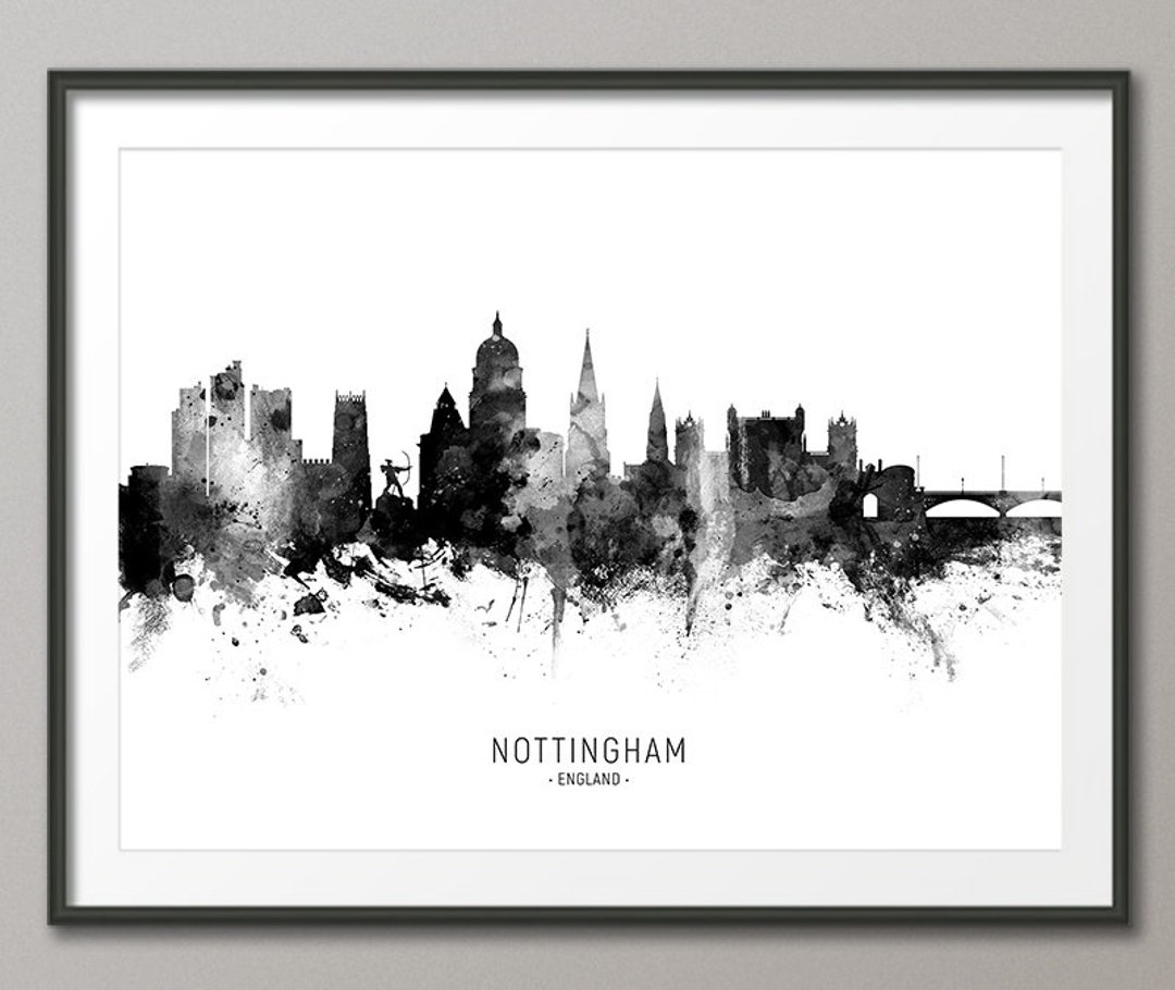 Nottingham Skyline, Nottingham England Cityscape Art Print Poster 11526 ...