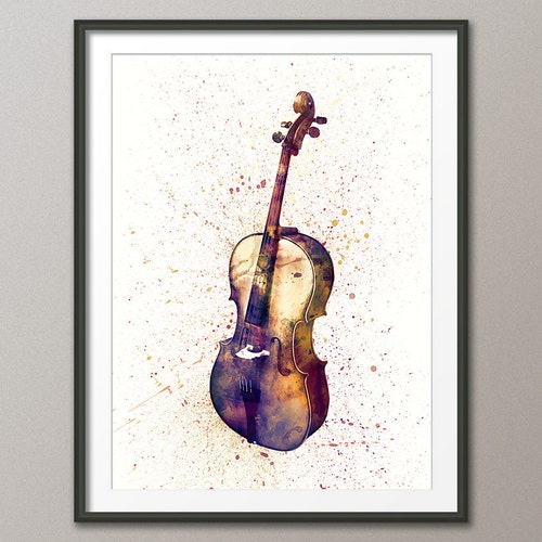 Cello Music Instrument Watercolor Art Print Jazz Wall Art - Etsy