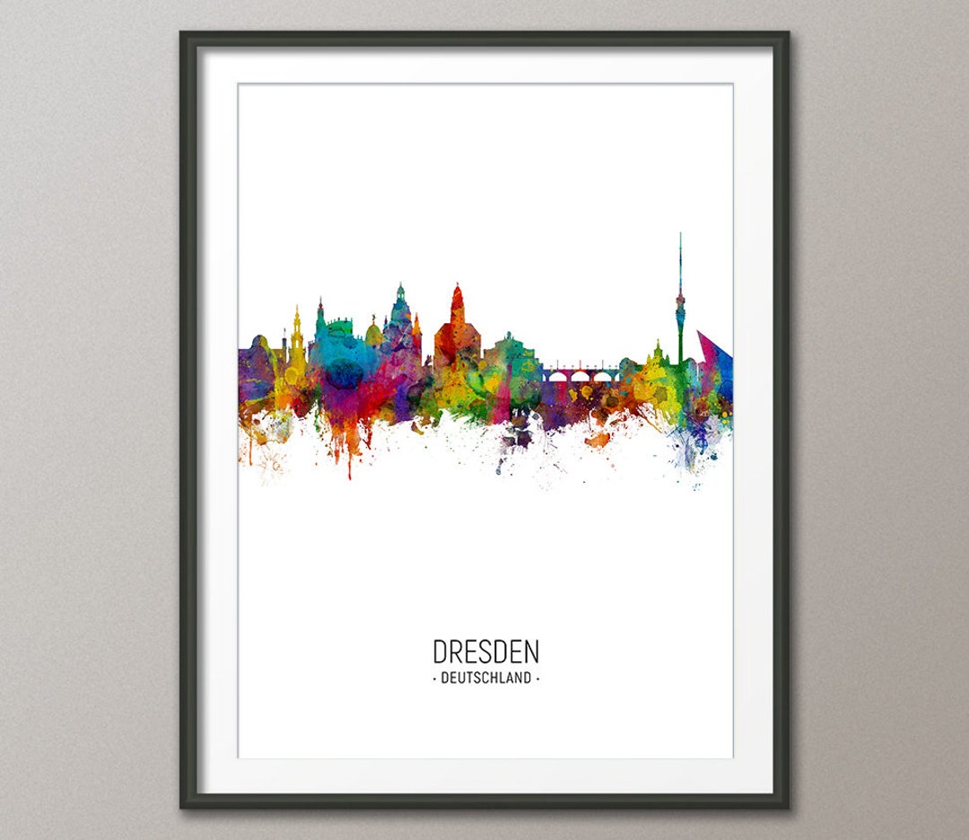 Dresden Skyline, Dresden Germany Cityscape Art Print Poster Portrait ...