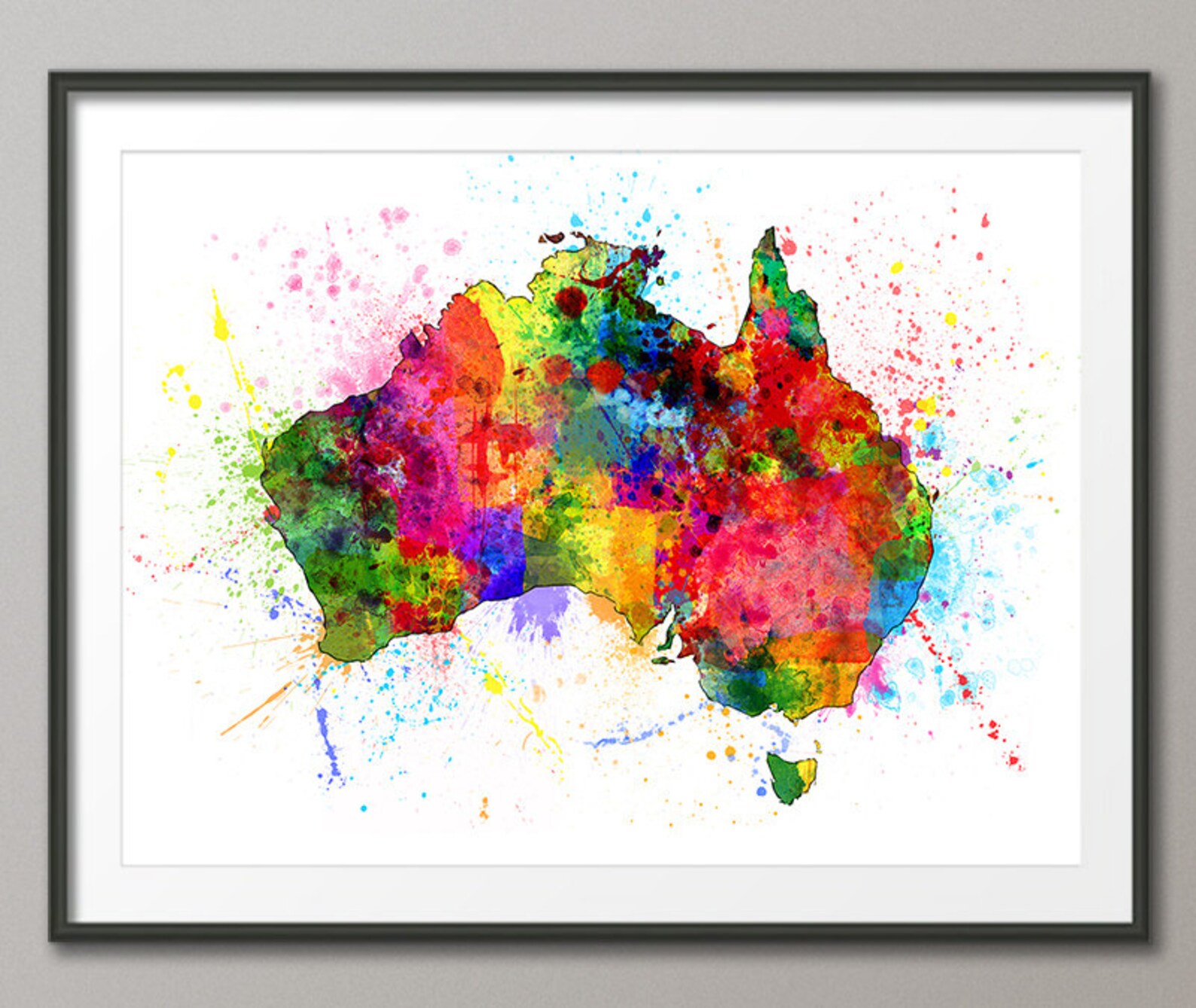 Australia Paint Splashes Map Art Print 1054 | Etsy