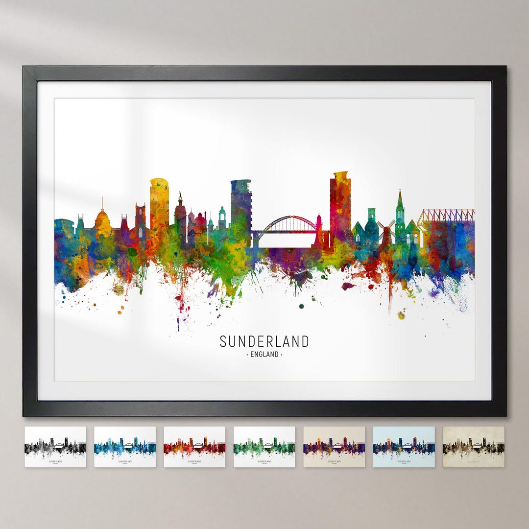 Sunderland Skyline England, Cityscape Painting Art Print Poster CX ...