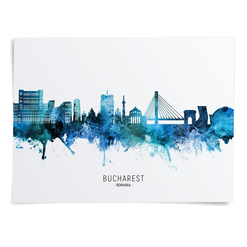 Bucharest Skyline, Romania - Cityscape Painting Art Print Poster CX ...