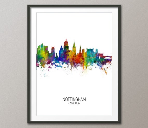 Nottingham Skyline Nottingham England Cityscape Art Print | Etsy