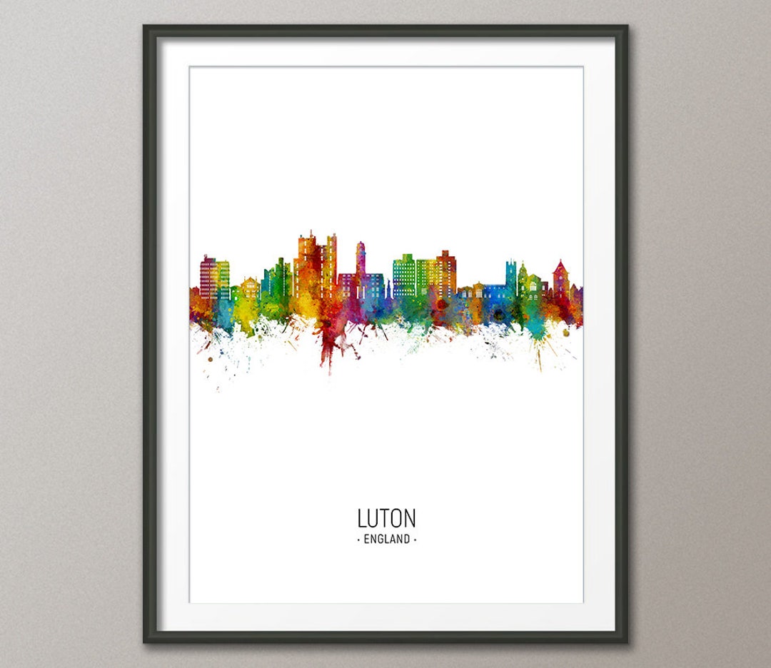 Luton Skyline, Luton England Cityscape Art Print Poster Portrait 23897 ...