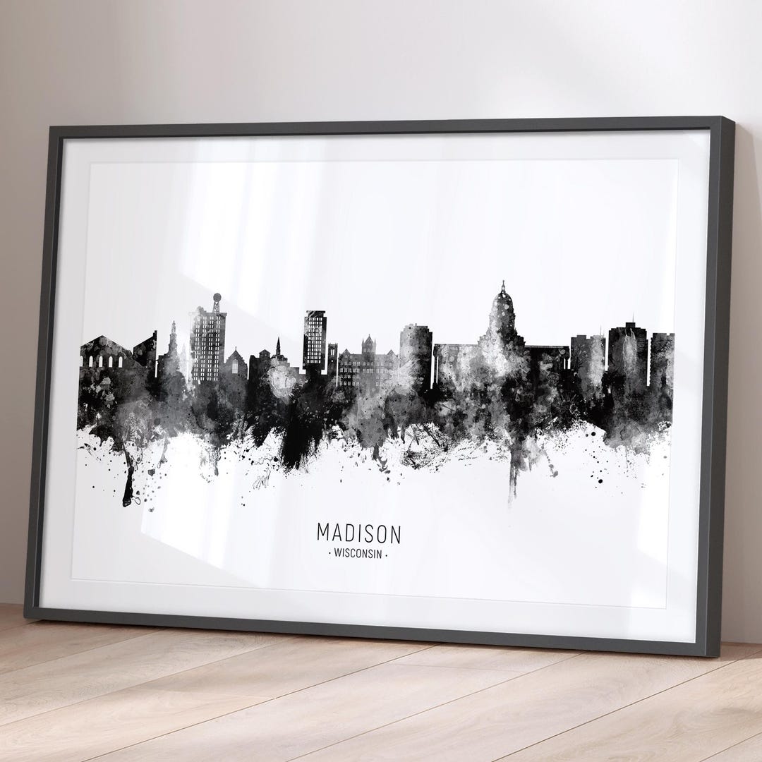 Madison Skyline Wisconsin, Cityscape Painting Art Print Poster BX ...