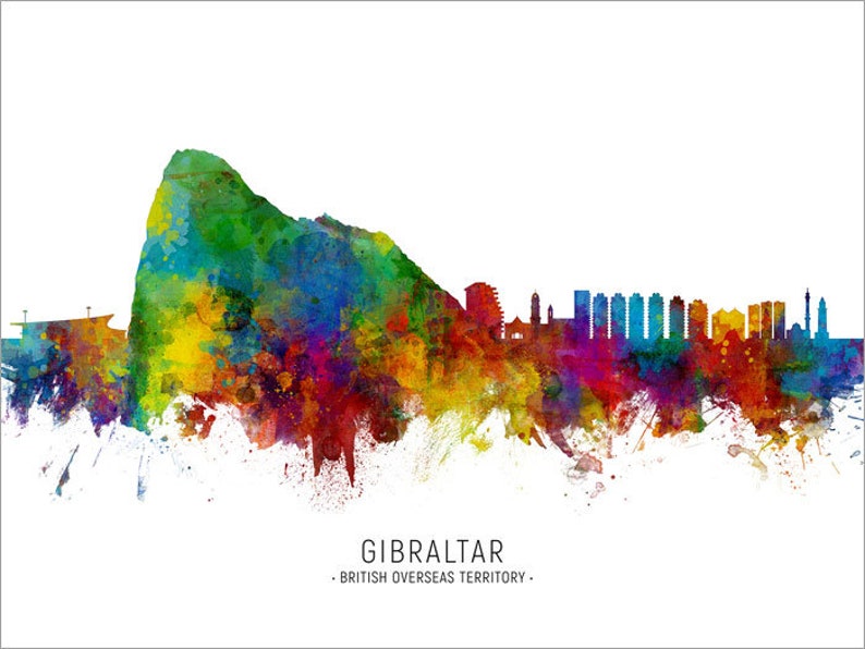 Gibraltar Skyline Cityscape Painting Art Print Poster CX - Etsy