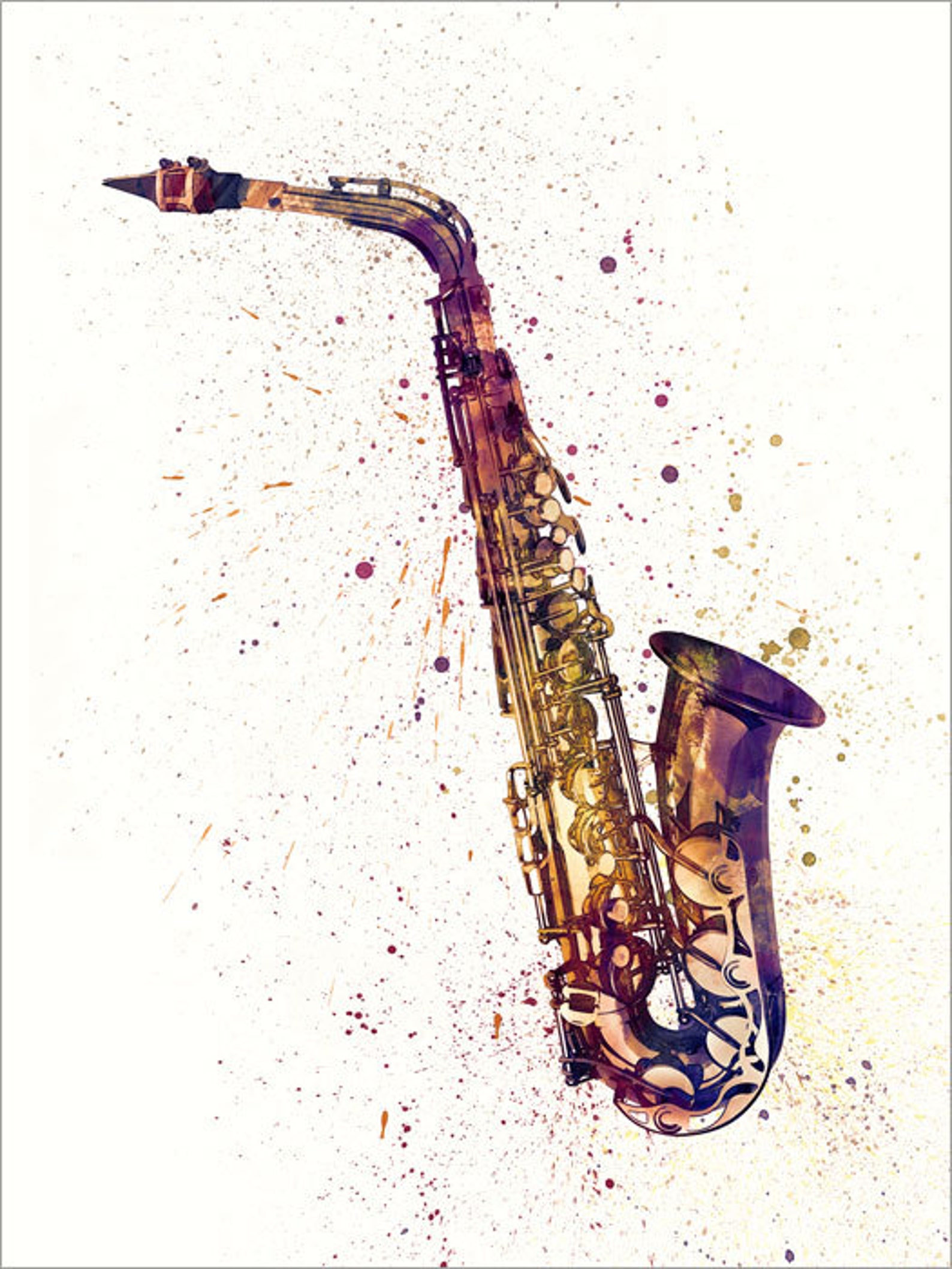 Saxophone Abstract Watercolor Music Instrument Art Print - Etsy