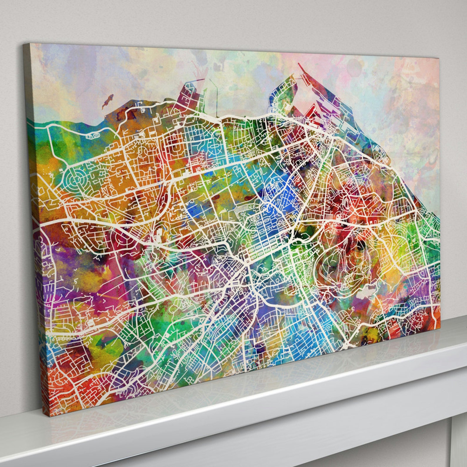 Edinburgh Map Edinburgh Scotland City Map Box Canvas Art | Etsy UK