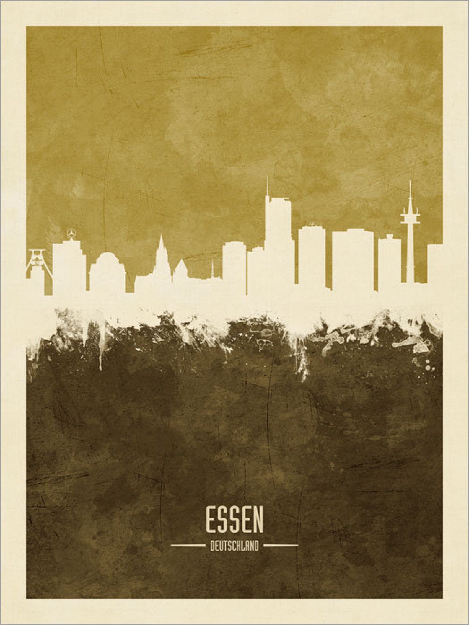 Essen Skyline Essen Cityscape Germany Watercolor Art Print - Etsy