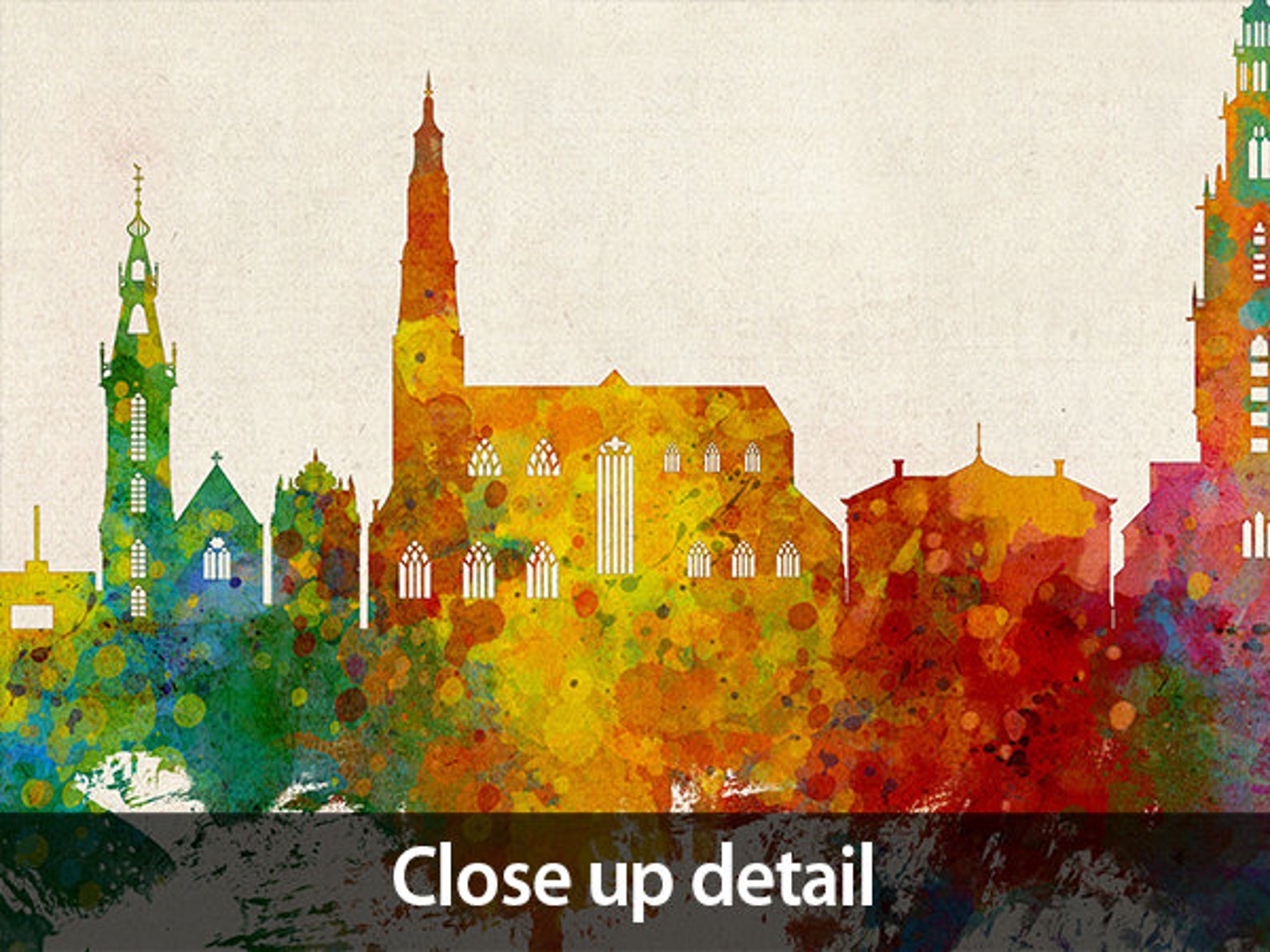 Groningen Skyline, Groningen Netherlands Cityscape Art Print Poster ...