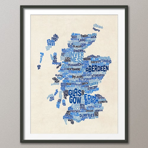 Scotland Typography Text Map Art Print 1483 - Etsy UK