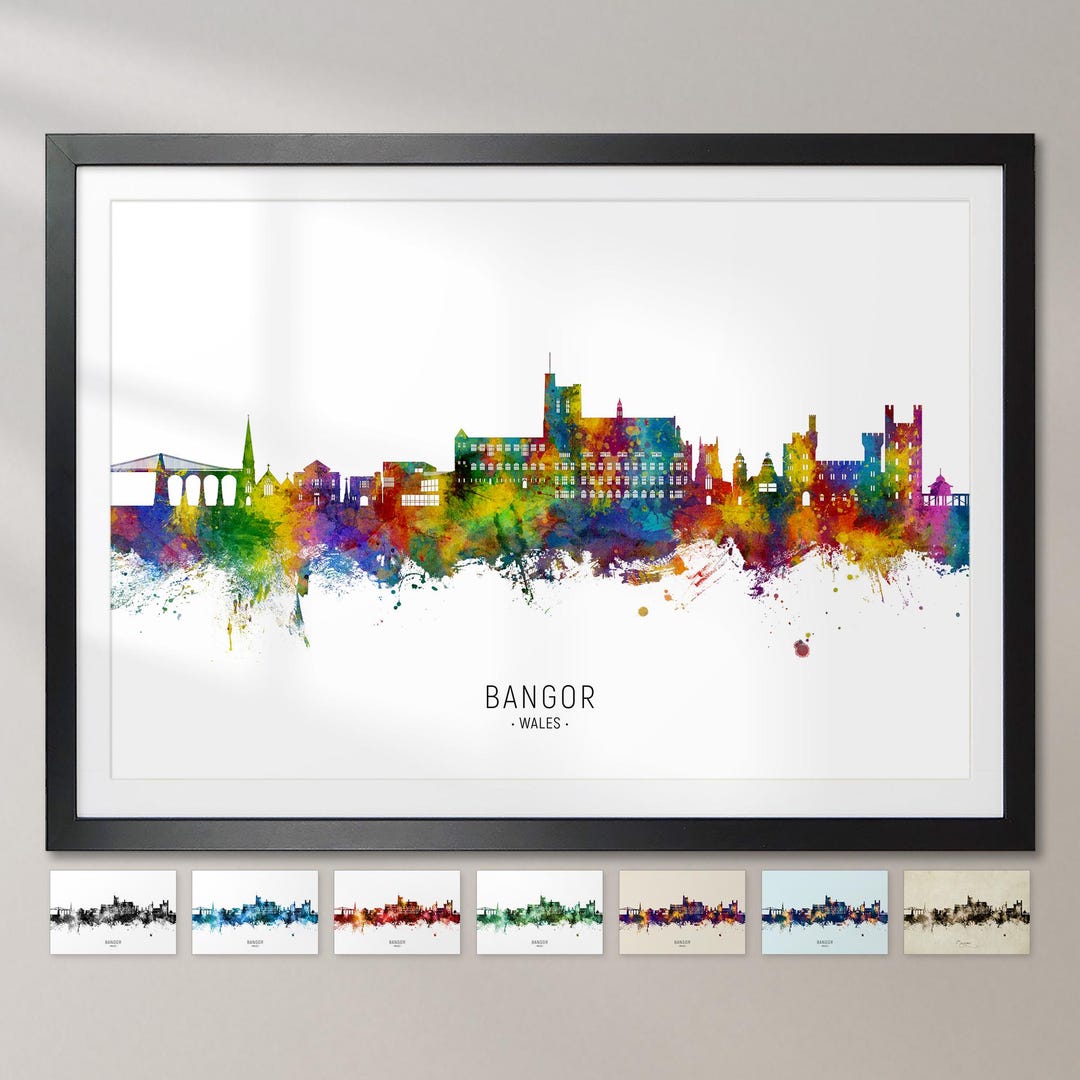 Bangor Skyline Wales, Cityscape Painting Art Print Poster CX (35413) - Etsy