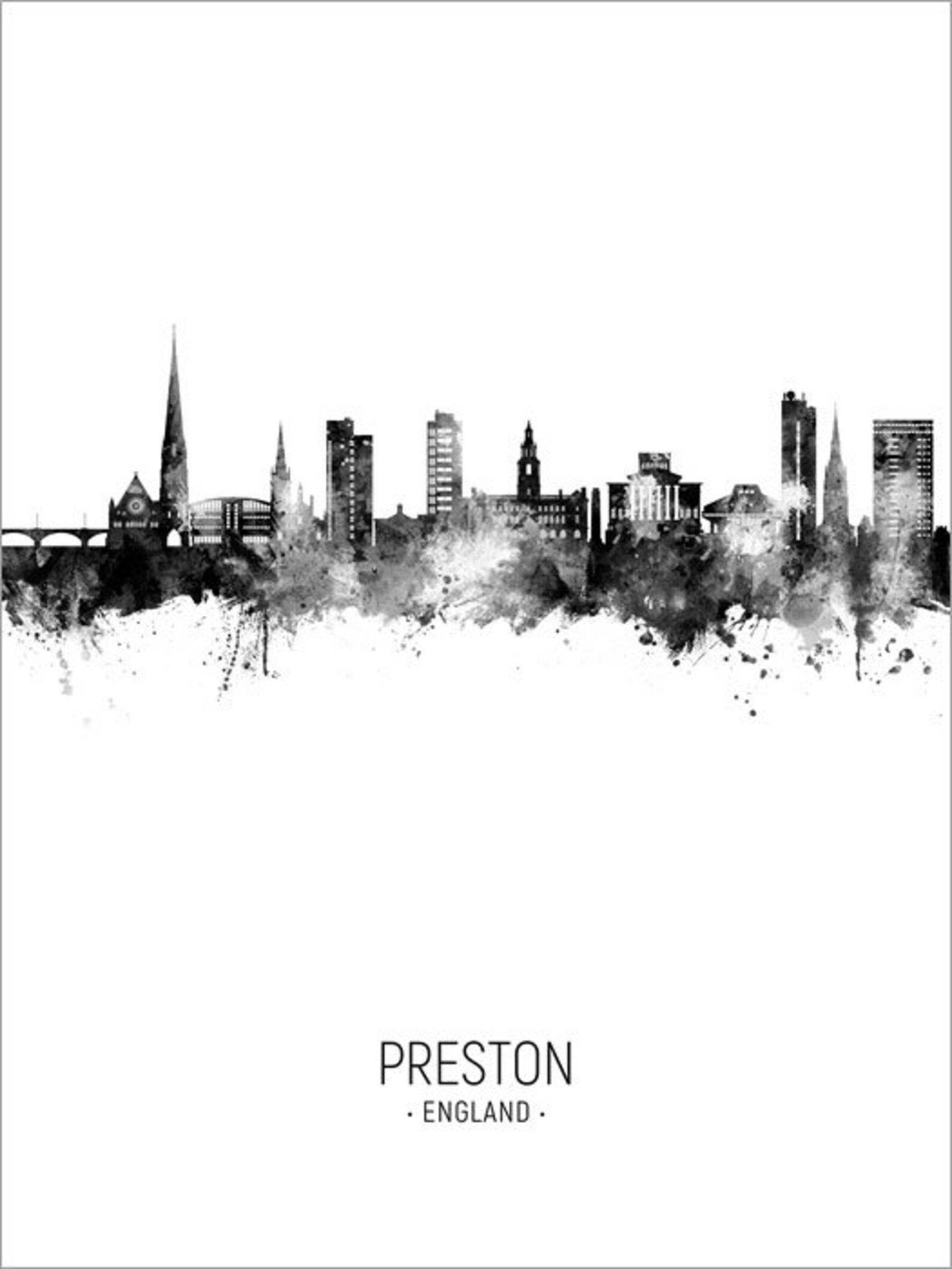 Preston Skyline Preston England Cityscape Art Print Poster - Etsy