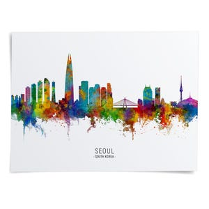 Seoul Skyline South Korea, Cityscape Painting Art Print Poster CX (6601 ...