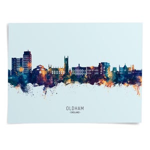 Oldham Skyline England, Cityscape Painting Art Print Poster BX (24060 ...