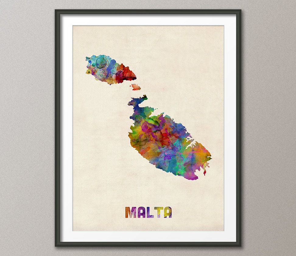 Malta Watercolor Map Art Print 18 | Etsy