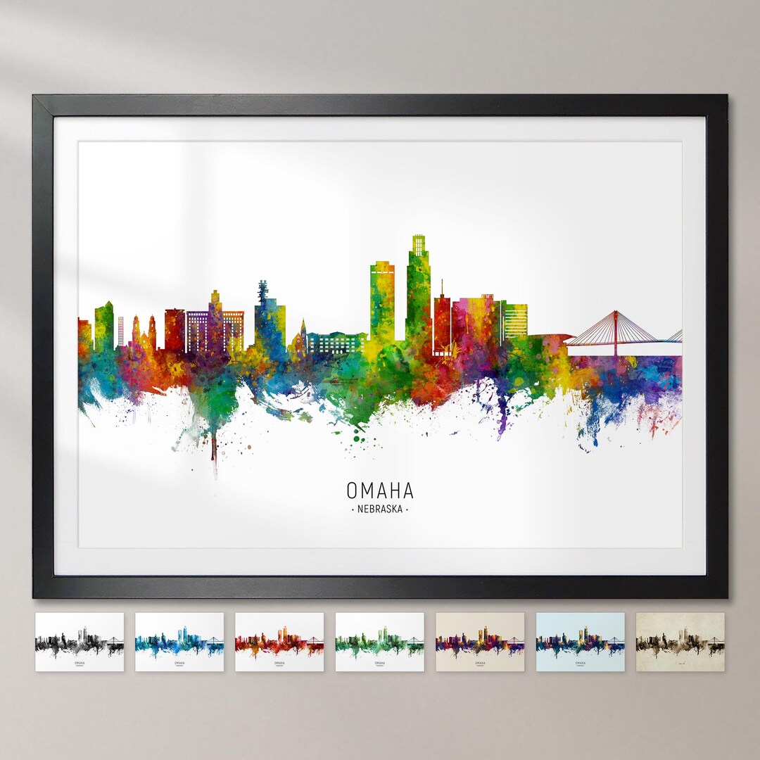 Omaha Skyline Nebraska, Cityscape Painting Art Print Poster CX (17542 ...