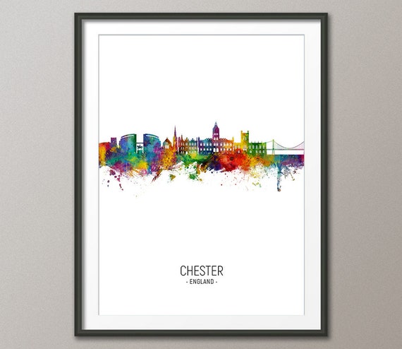Chester Skyline Chester England Cityscape Art Print Poster | Etsy