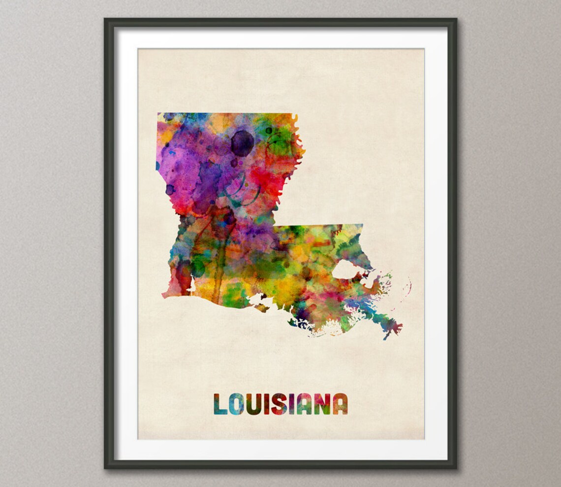 Louisiana Watercolor Map USA Art Print 387 | Etsy