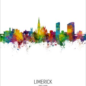 Limerick Skyline, Limerick Ireland Cityscape Art Print Poster Portrait ...