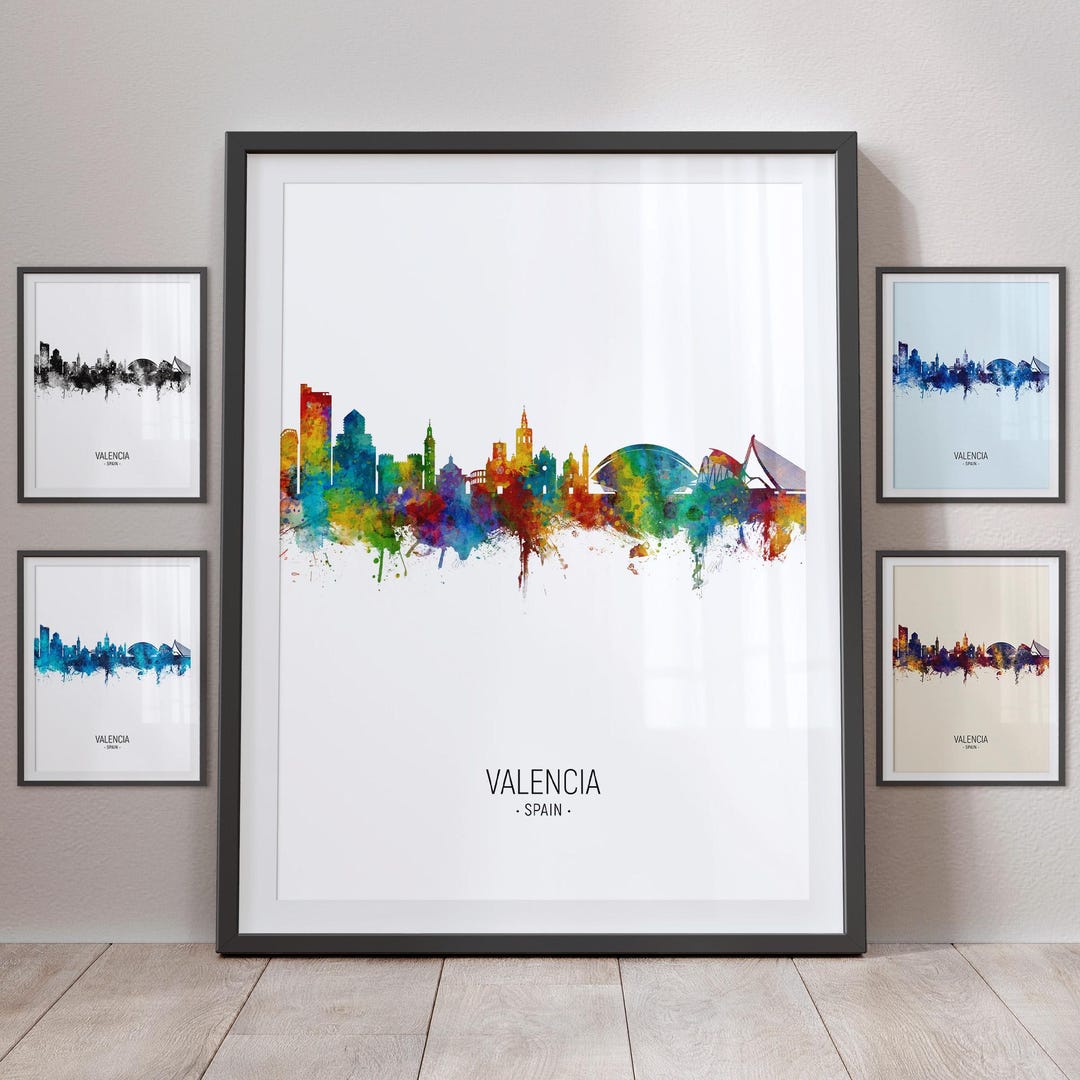 Valencia Skyline, Valencia Spain Cityscape Art Print Poster Portrait PX ...