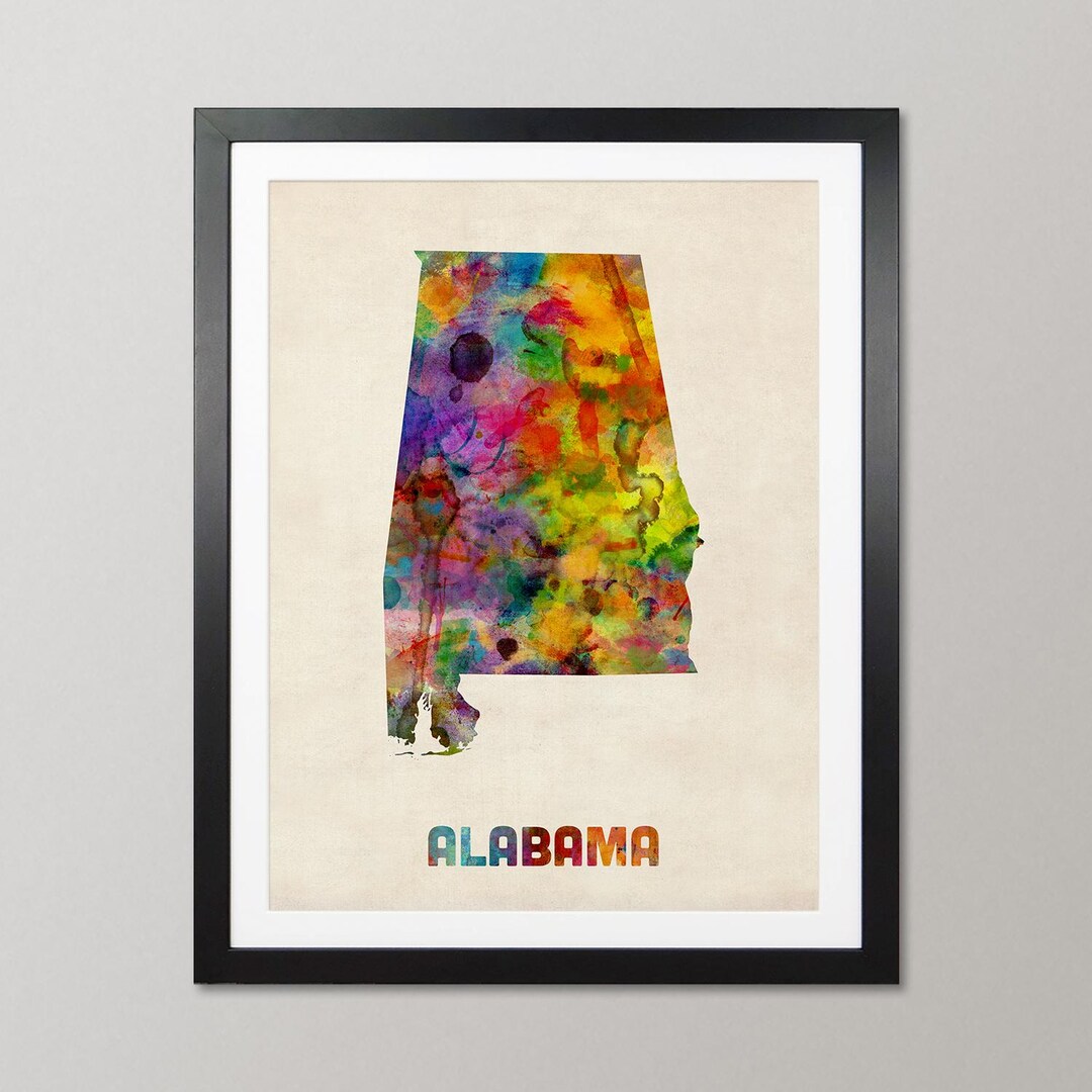 Alabama Map USA, Watercolor United States of America Art Print Poster ...