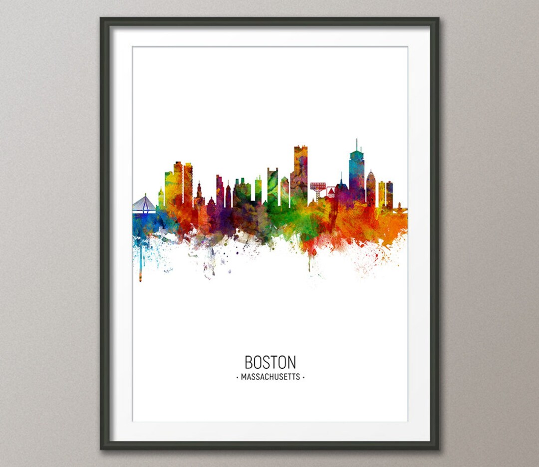 Boston Skyline, Boston Massachusetts Cityscape Art Print Poster ...