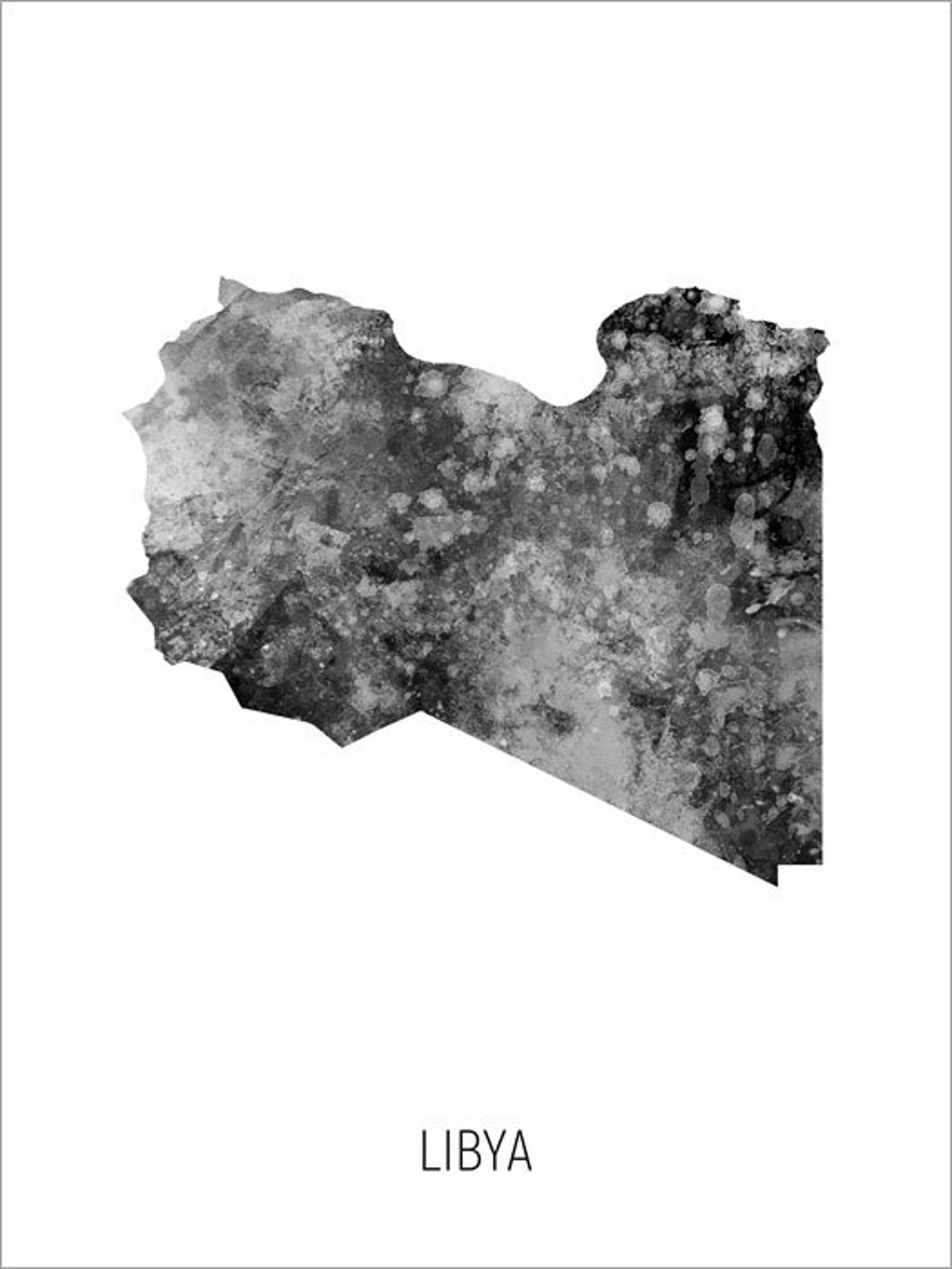 Libya Map Watercolour Art Print Poster Colour Black White - Etsy