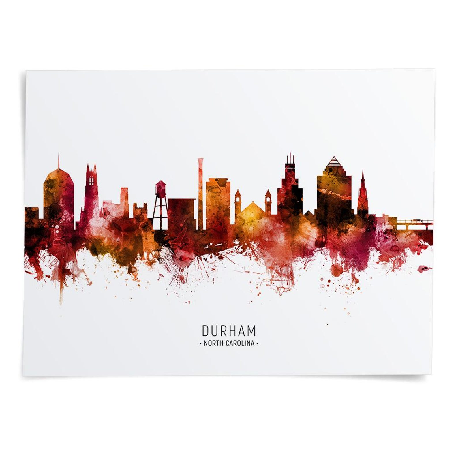 Durham Skyline North Carolina, Cityscape Painting Art Print Poster CX ...