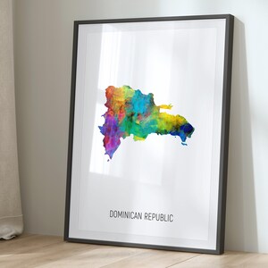 Dominican Republic Map, Watercolour Painting Art Print Poster, Portrait ...