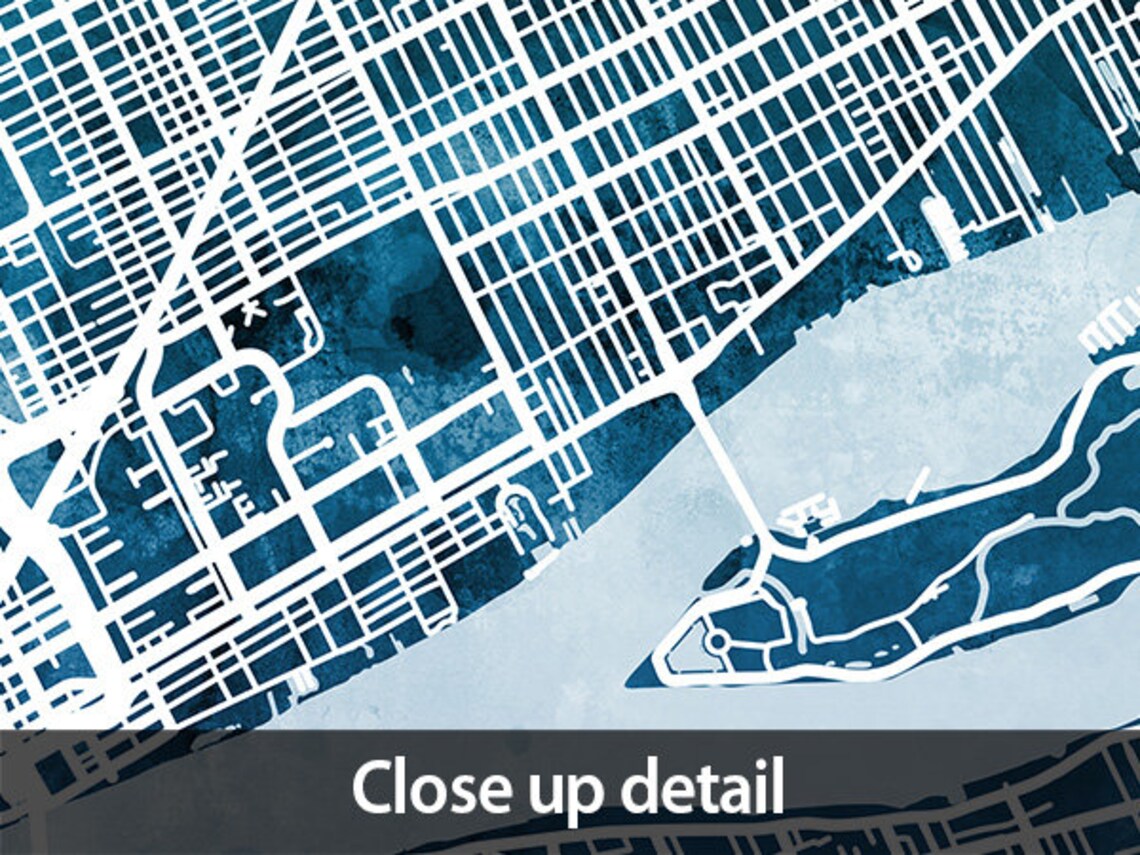 Detroit Map Detroit Michigan Watercolor Map Painting Art | Etsy