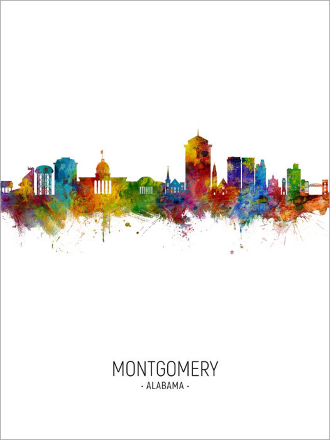 Montgomery Skyline Montgomery Alabama Cityscape Art Print | Etsy