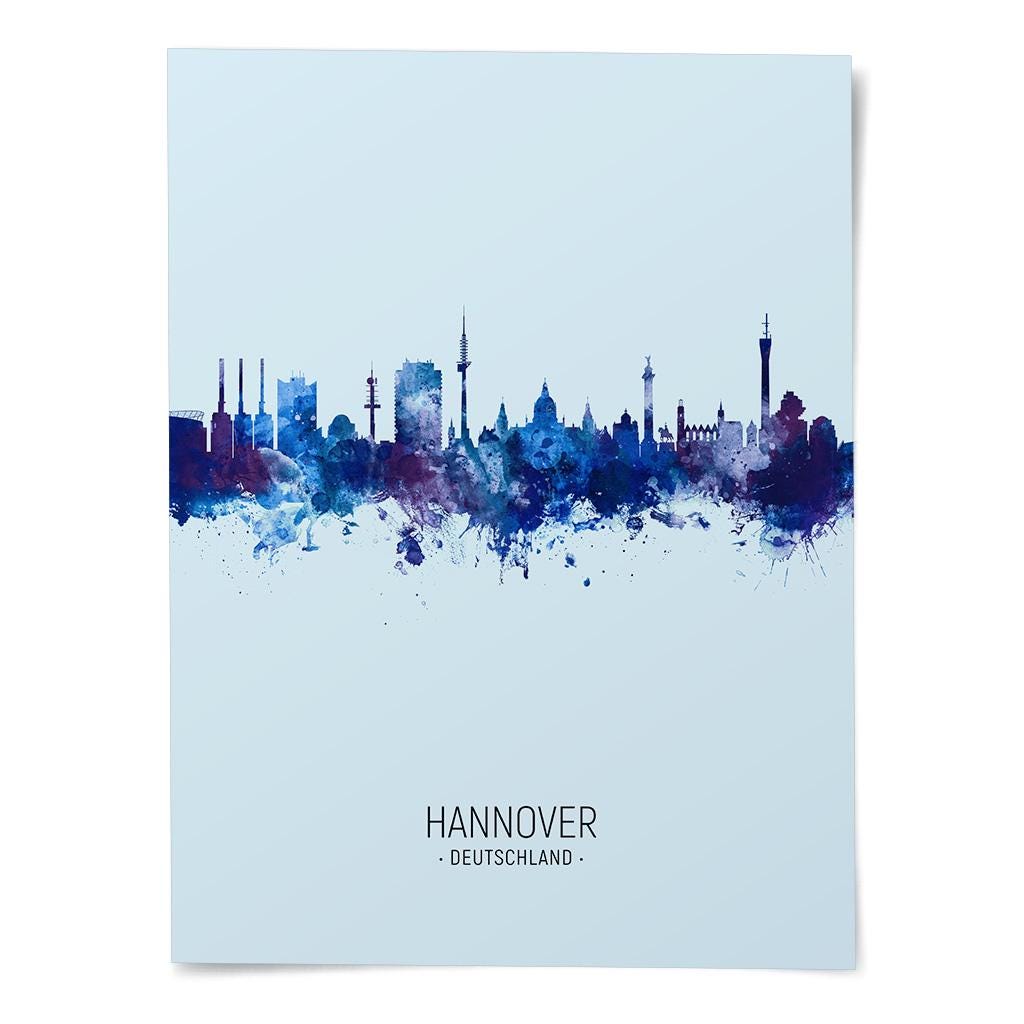 Hannover Skyline, Hannover Germany Cityscape Art Print Poster Portrait ...