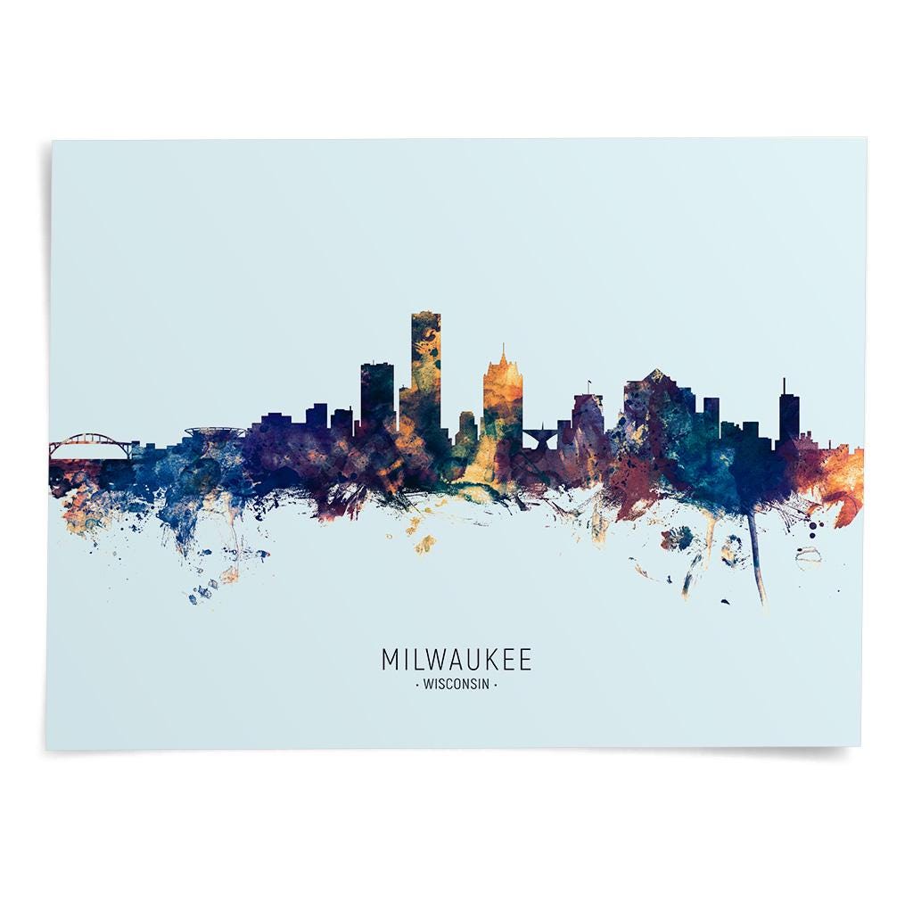 Milwaukee Skyline Wisconsin, Cityscape Painting Art Print Poster CX ...