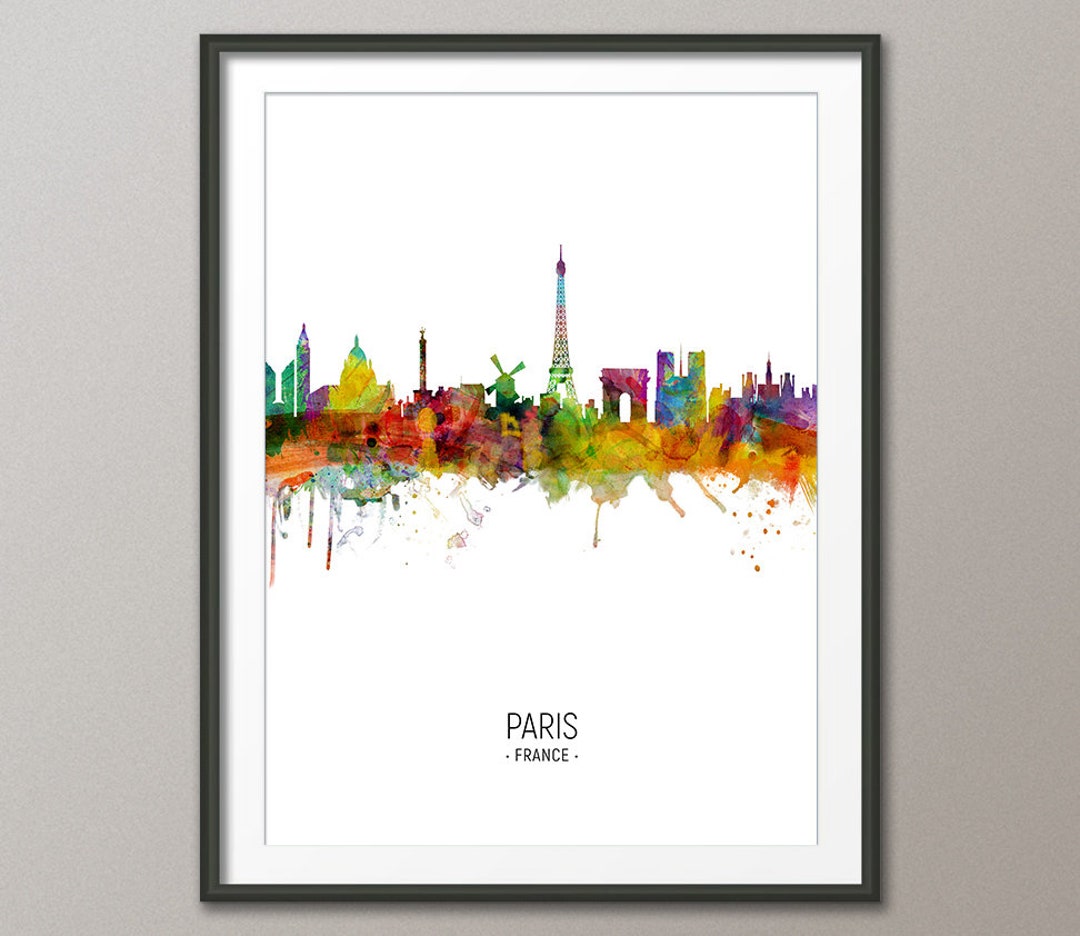 Paris Skyline, Paris France Cityscape Art Print Poster Portrait 4888 - Etsy
